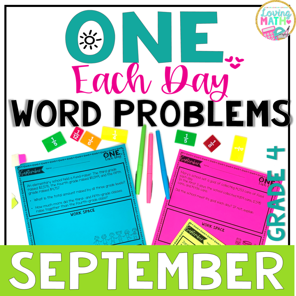 Monthly Word Problems for 4th Grade - September - Loving Math